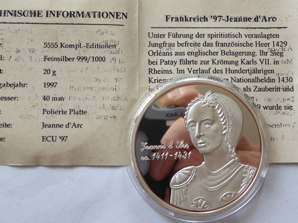 Frankreich - Jeanne d`Arc - Silber 20 g. | Kaufen auf Ricardo