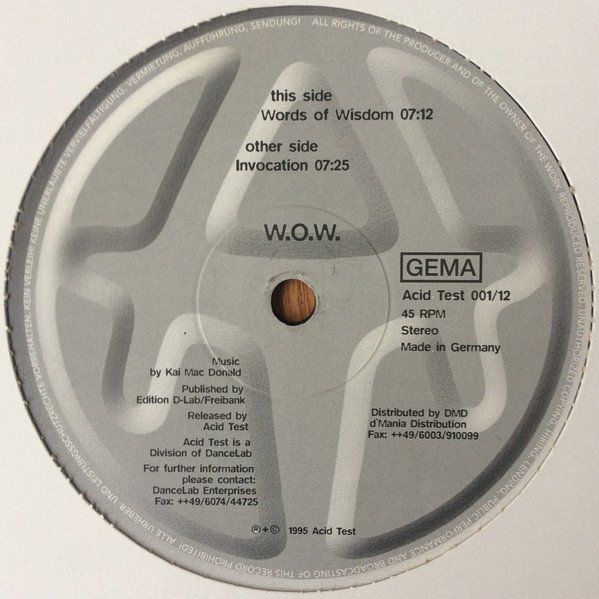 MAXI 12" W.O.W - ACID/HARD TRANCE - RARE !! | Kaufen auf Ricardo
