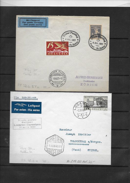 2 RF Belege 1927 + 1940 RF 27.6a + RF40.2a Kat:CHF120.- | Kaufen auf Ricardo