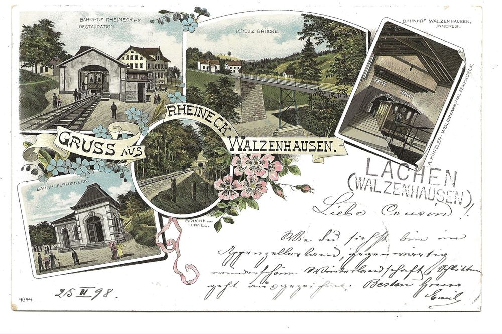 Gruss von der Rheineck-Walzenhausen-Bahn uralte Litho 1898 ! (Gebraucht) in Engelburg für CHF 39 ...