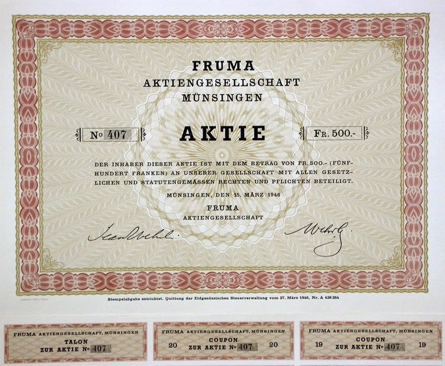 FRUMA AG Münsingen - 1946 (Gebraucht) in Solothurn für CHF 5 – mit ...