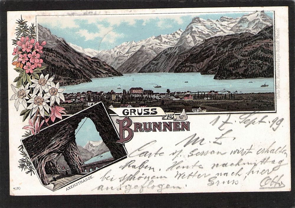 Litho Gruss aus Brunnen SZ , gel. 1899 (Gebraucht) in Reichenburg für CHF 14 – mit Lieferung auf ...