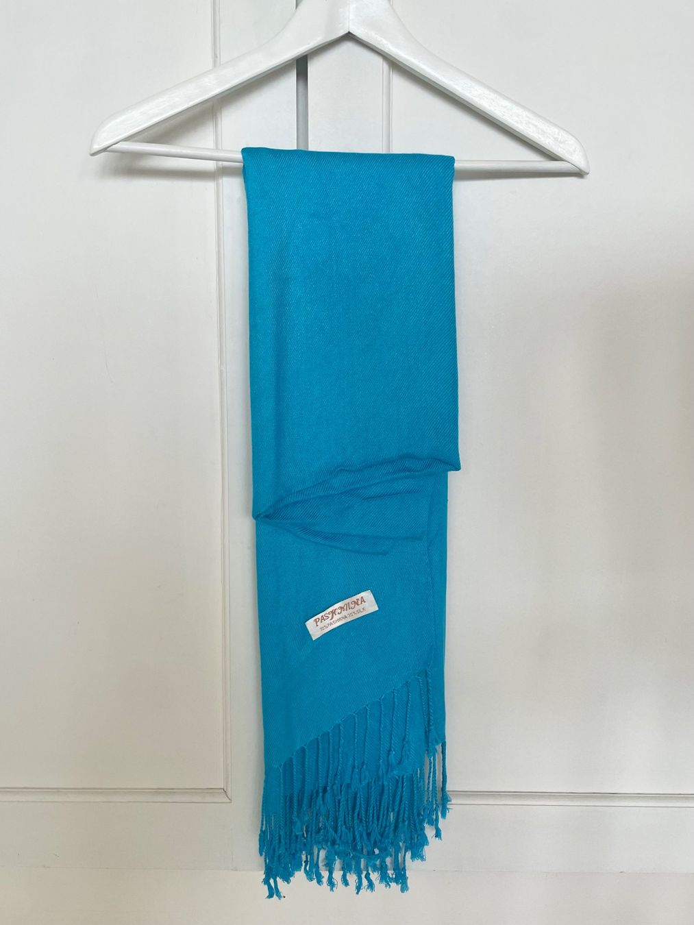 Magnifique écharpe turquoise en soie et pashmina – neuve (Neuf (Voir ...