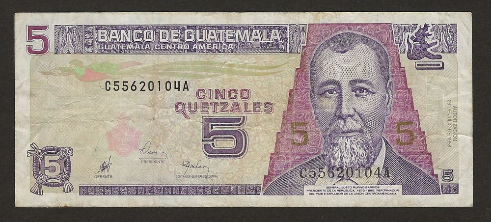 GUATEMALA 5 Cinco Quetzales 1998 alte Banknote günstig | Kaufen auf Ricardo
