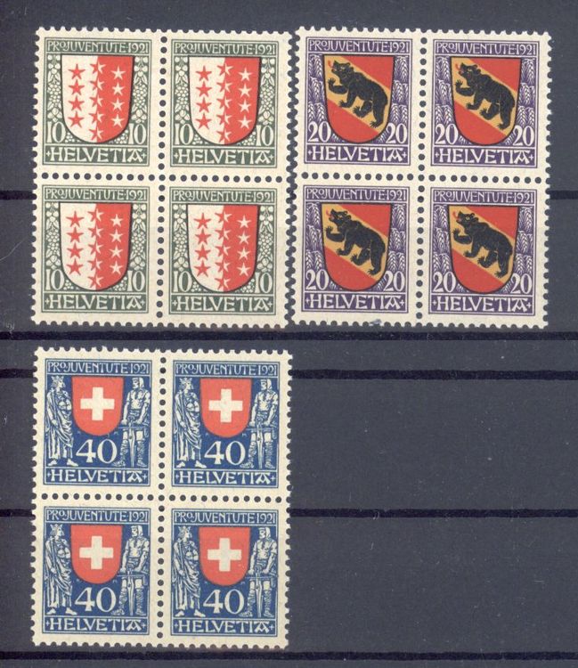 1921, Pro Juventute, Viererblöcke, SBK200.– ** | Kaufen auf Ricardo