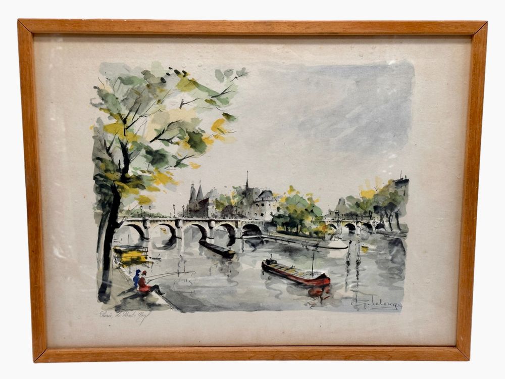 Aquarelle sur carton Paris Le Pont-Neuf signée G. LELONG (Gebraucht) in ...