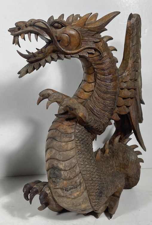 Alte China Holz Drachen mit hervorragender Schnitzerei. (Gebraucht) in ...