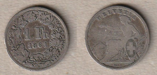 1 Franken 1861 Sitzende Helvetia s-ss (Gebraucht) in Allschwil für CHF 18 – mit Lieferung auf ...
