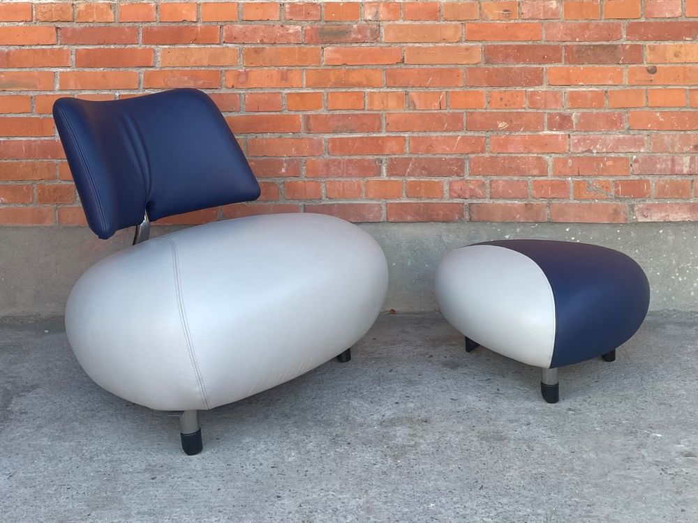 Leolux Pallone Sessel mit Hocker / Leder Blau (Gebraucht) in Schinznach-Dorf für CHF 1000 – nur ...