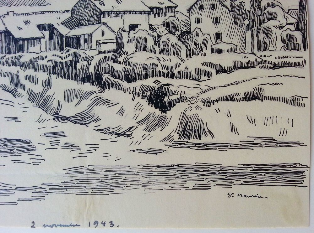 Jacques Jacobi (?): St. Maurice, Tuschezeichnung 1943 (I) (Gebraucht ...