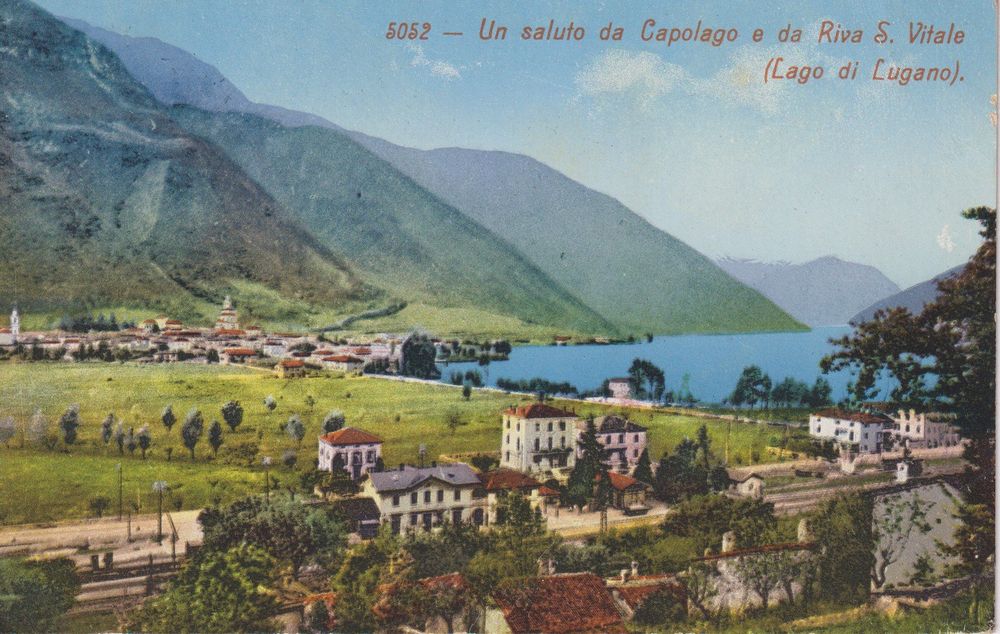 AK Capolago, Riva S. Vitale con stazione Monte Generoso 1915 (Usato) a ...