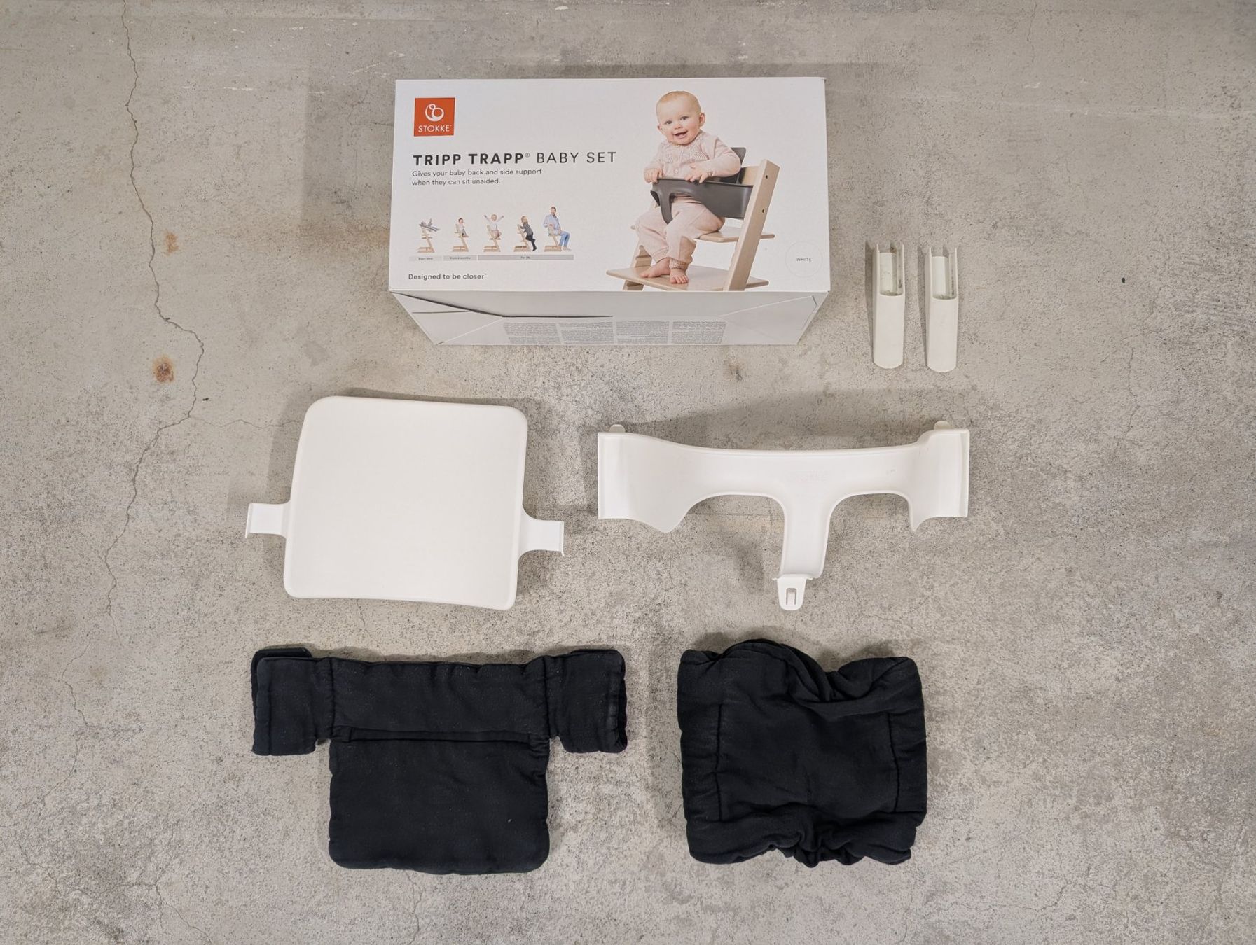 STOKKE Tripp Trapp Baby Set² White inkl. Stoffbezug + OVP (Gebraucht ...