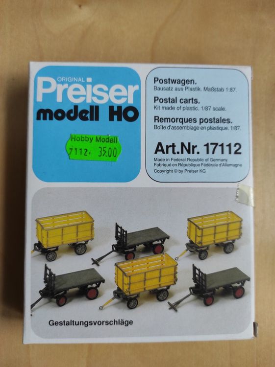 Bahnhof Postwagen 6 St., Bausatz von Preiser H0, Fabrikneu (Neu und originalverpackt) in La ...