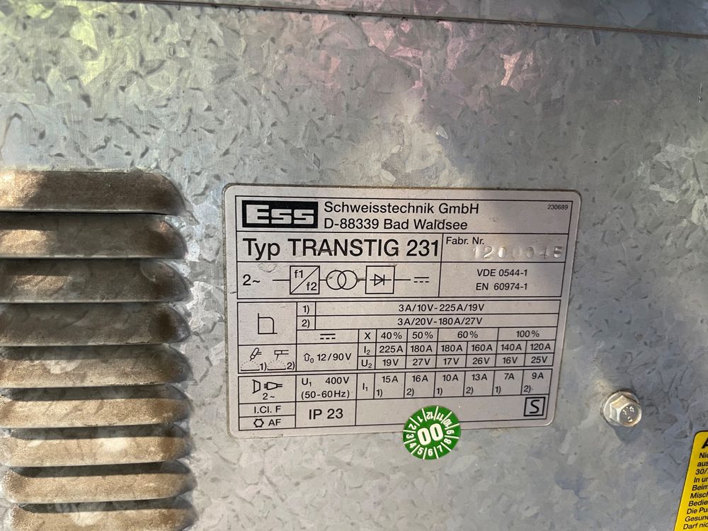 TIG Schweissanlge ESS TRANSTIG 231 | Kaufen auf Ricardo