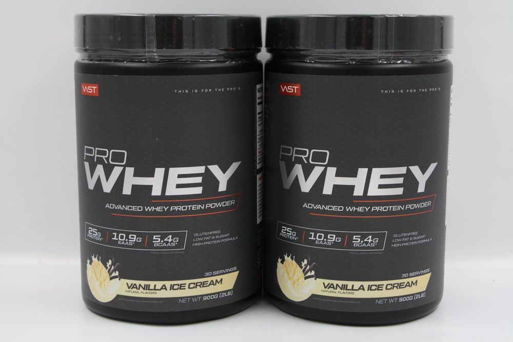 2x VAST Pro Whey Vanilla Ice Cream Proteinpulver (24041915PL (Neu und originalverpackt) in ...