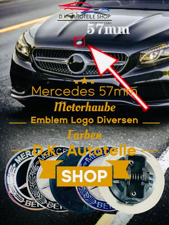 Mercedes 57mm Motorhauben Emblem Logo NEU in Diversen Farben (Neu und ...