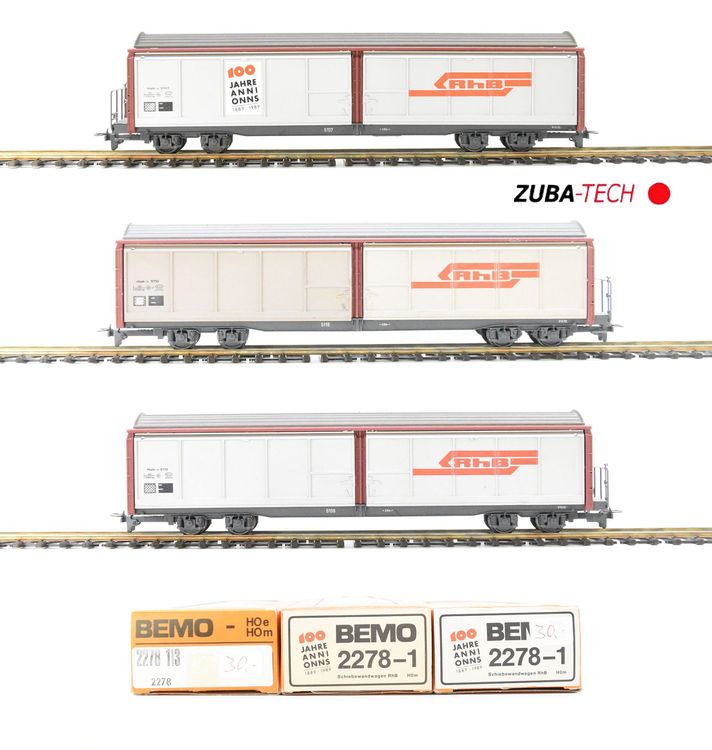 Bemo 3x Schiebewandwagen der RhB H0m GS mit OVP | Kaufen auf Ricardo