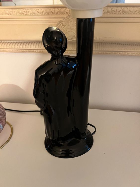 Schwarze Art Deco Lampe, 80er Keramik, Frauen Lamp (Gebraucht) in ...