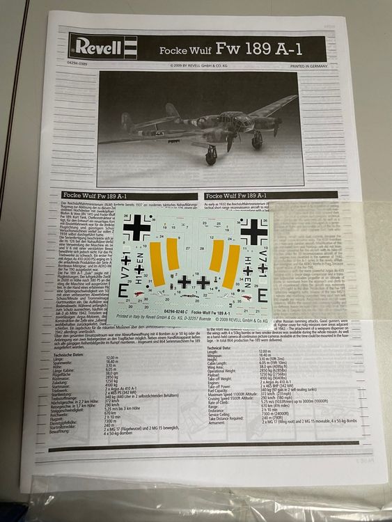 Revell Modelbausatz Focke Wulf Fw 189 A-1 1:72 | Kaufen auf Ricardo