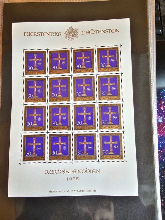 LIECHTENSTEIN 1975 REICHSKLEINODIEN ** KL.BOGEN (Neu (gemäss Beschreibung)) in Dintikon für CHF ...