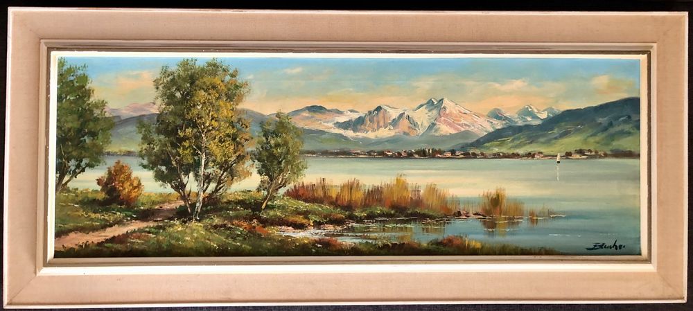 Zürichsee-Panorama Ölbild auf Leinwand, signiert | Kaufen auf Ricardo
