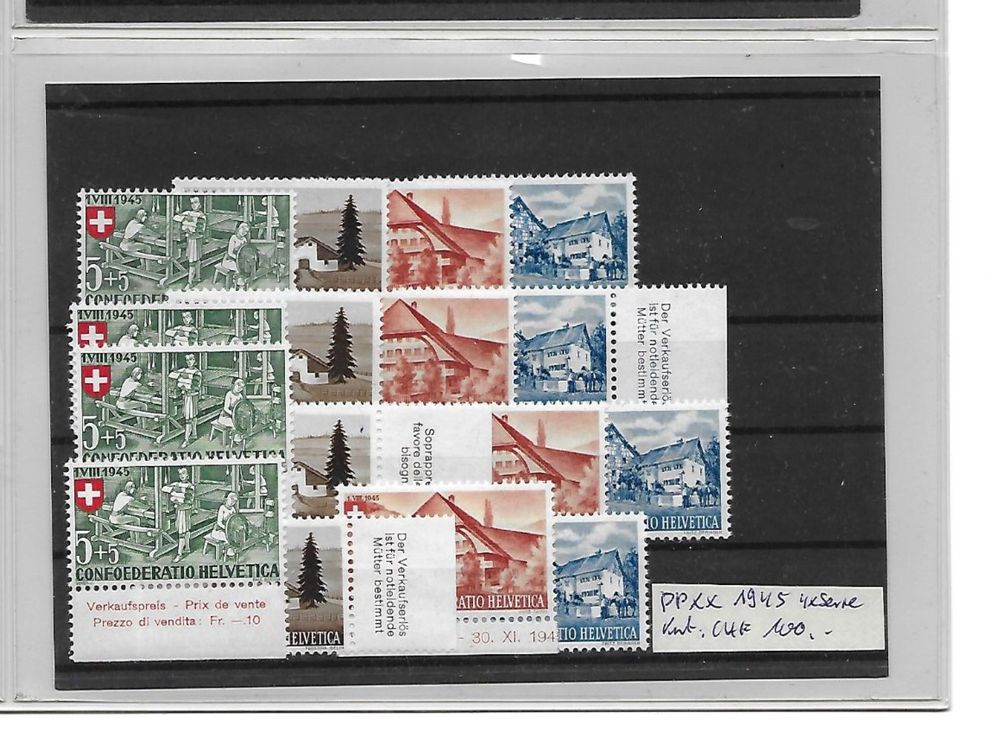 PP ** 1945 4x Serie Kat: CHF 100.- (Neu (gemäss Beschreibung)) in Basel für CHF 3 – mit ...