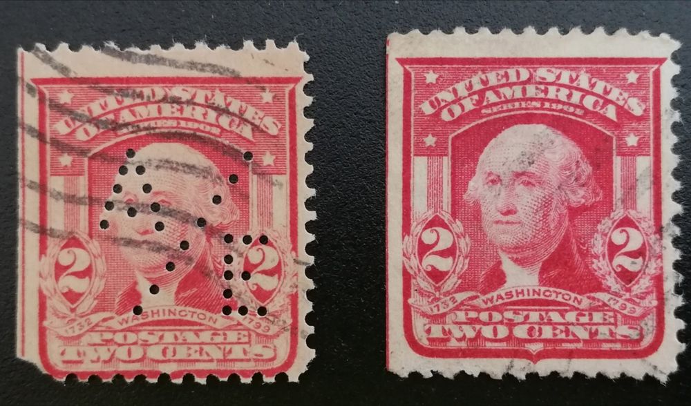 1903 AMERICA George Washington " Red Line " Perfins MI 153B (D'occasion ...