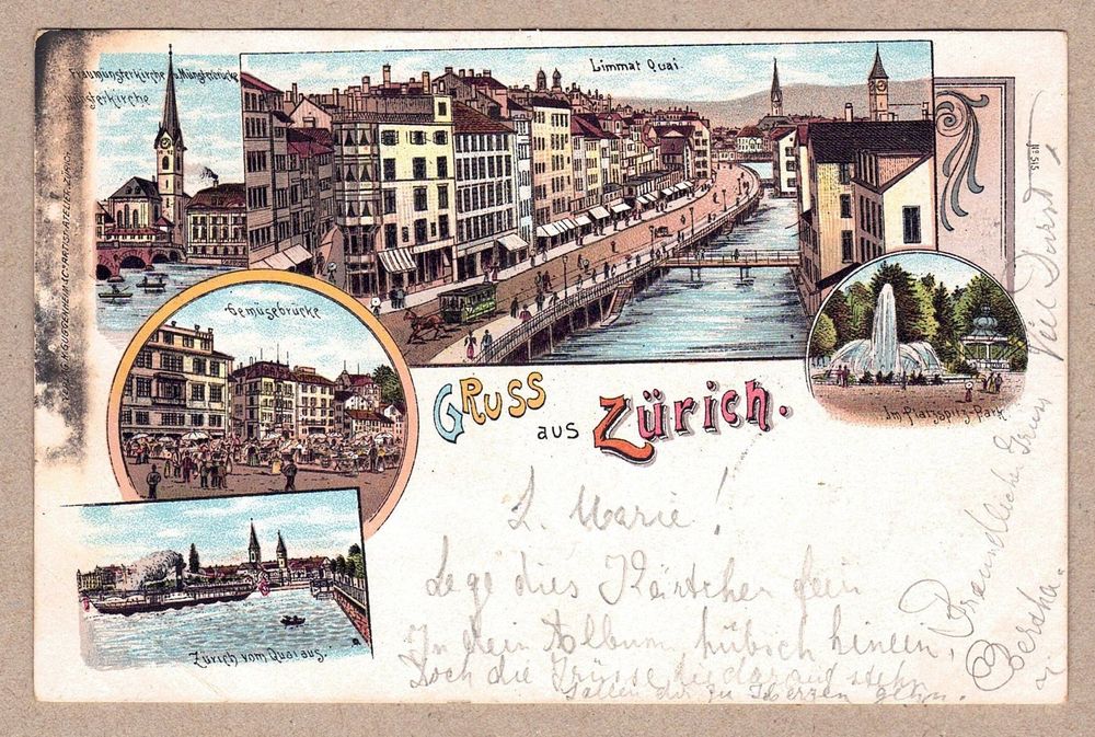 Zürich 1900, Litho Karte (Gebraucht) in Kreuzlingen für CHF 12 – mit Lieferung auf Ricardo kaufen