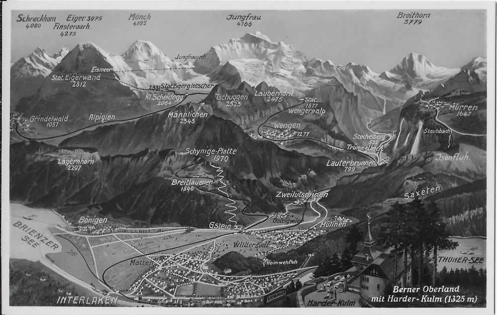 Berner Oberland mit Harder-Kulm (o) (Antik) in Engelburg für CHF 1 – mit Lieferung auf Ricardo ...