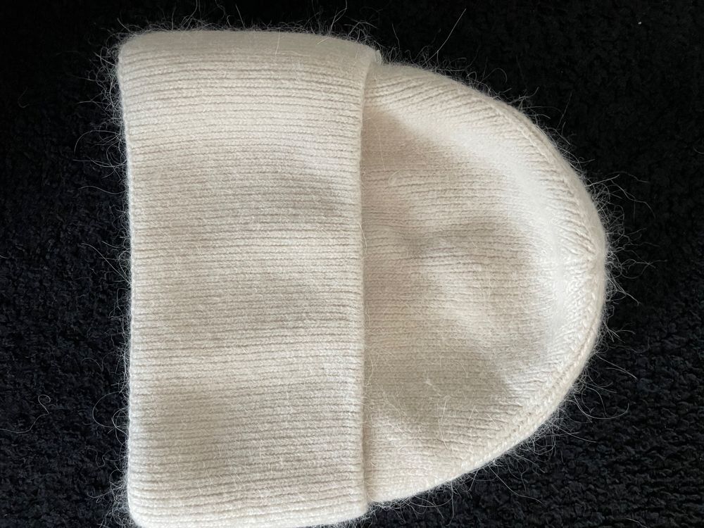 Wollmütze, Angora, warm, neuwertig, cremefarben (Neu (gemäss ...