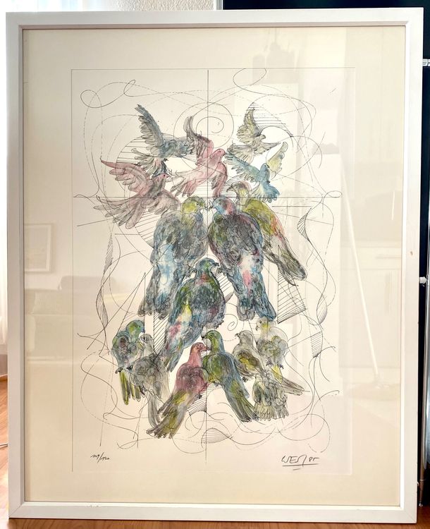 Original-Lithografie seltener Friedens-Tauben von Hans Erni (Gebraucht) in Münchenbuchsee für ...