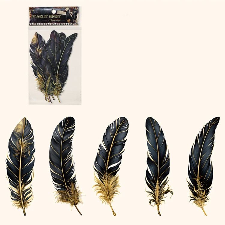 5 Stk. Aufkleber - Deko Schwarz Federn (Neu und originalverpackt) in St.gallen für CHF 4.6 – mit ...