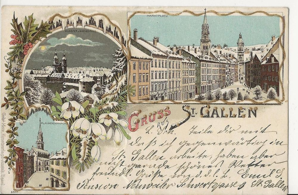 Gruss aus St. Gallen, Winter-Litho, 1902 | Kaufen auf Ricardo