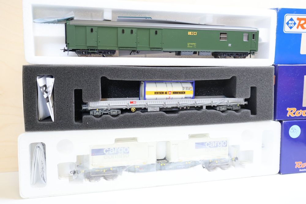 ROCO SBB 3 x Wagen / Containerwagen Cargo - 66632/44438 (Gebraucht) in ...