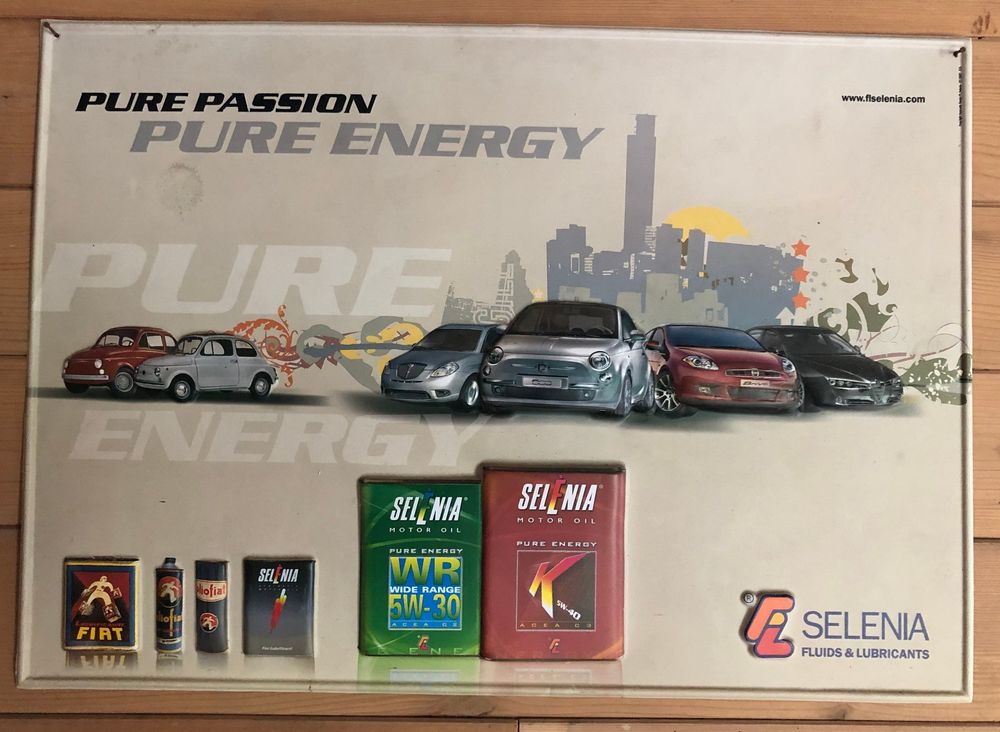 Kunststoffschild SELENIA motor oil Fiat 500 fun Deko Sammler (Gebraucht ...