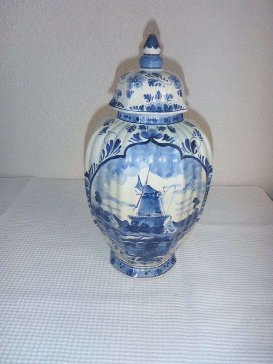 Delft Keramik Vase mit Deckel handbemalt H 30 cm Ø 20 cm (Neu (gemäss ...