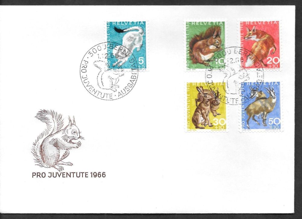 FDC Pro Juventute Serie 1966 ET Bern 1.12.1966 Hans Erni (Neu (gemäss Beschreibung)) in Olten ...