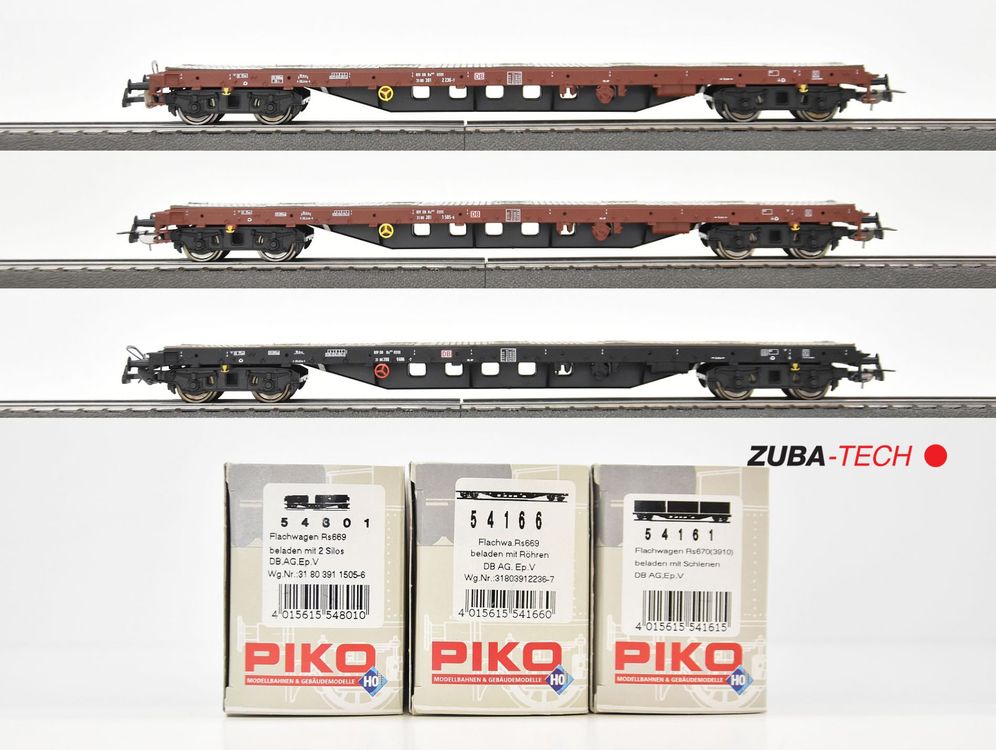 Piko 3x Flachwagen ohne Beladung DB H0 GS mit OVP (Neu (gemäss ...
