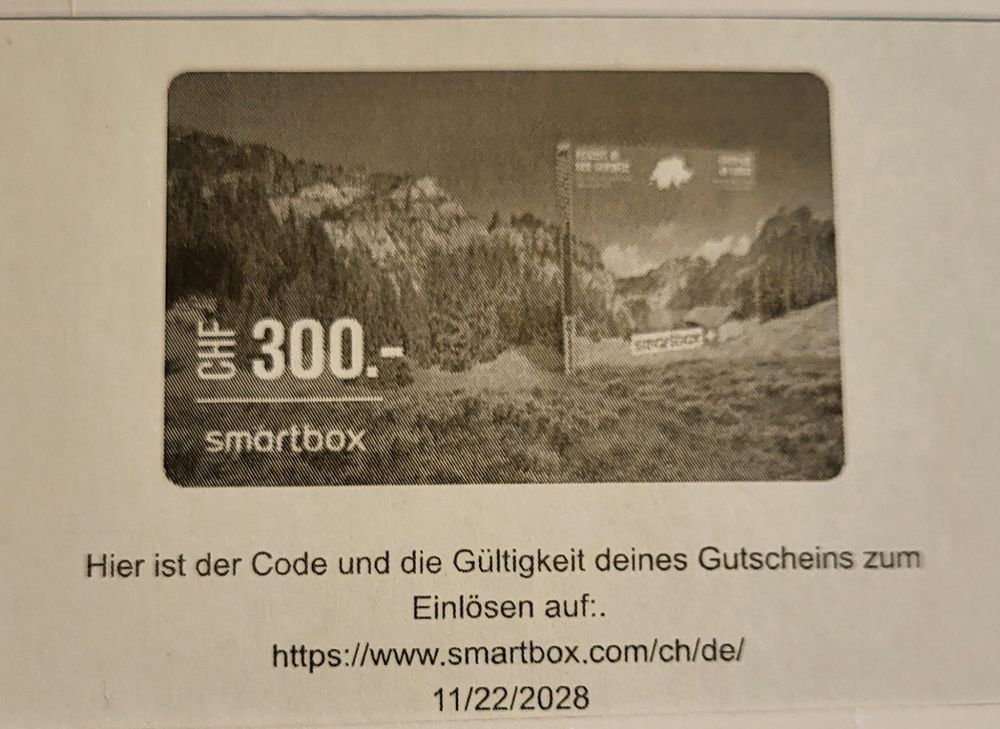 Smartbox Gutschein wert 300 CHF Gülltig bis22.11.2028 (Neu und ...