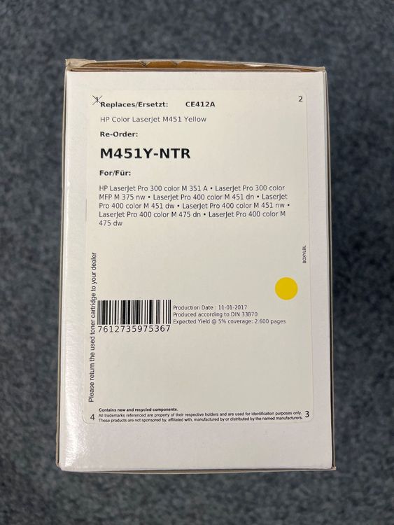 HP Color LaserJet M451 Yellow (Neu und originalverpackt) in Hölstein ...