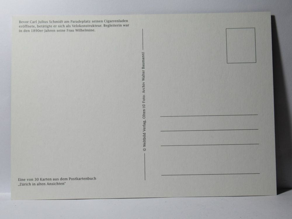 Zürich in alten Ansichten , Velokonstrukteur C. J. Schmidt | Kaufen auf Ricardo