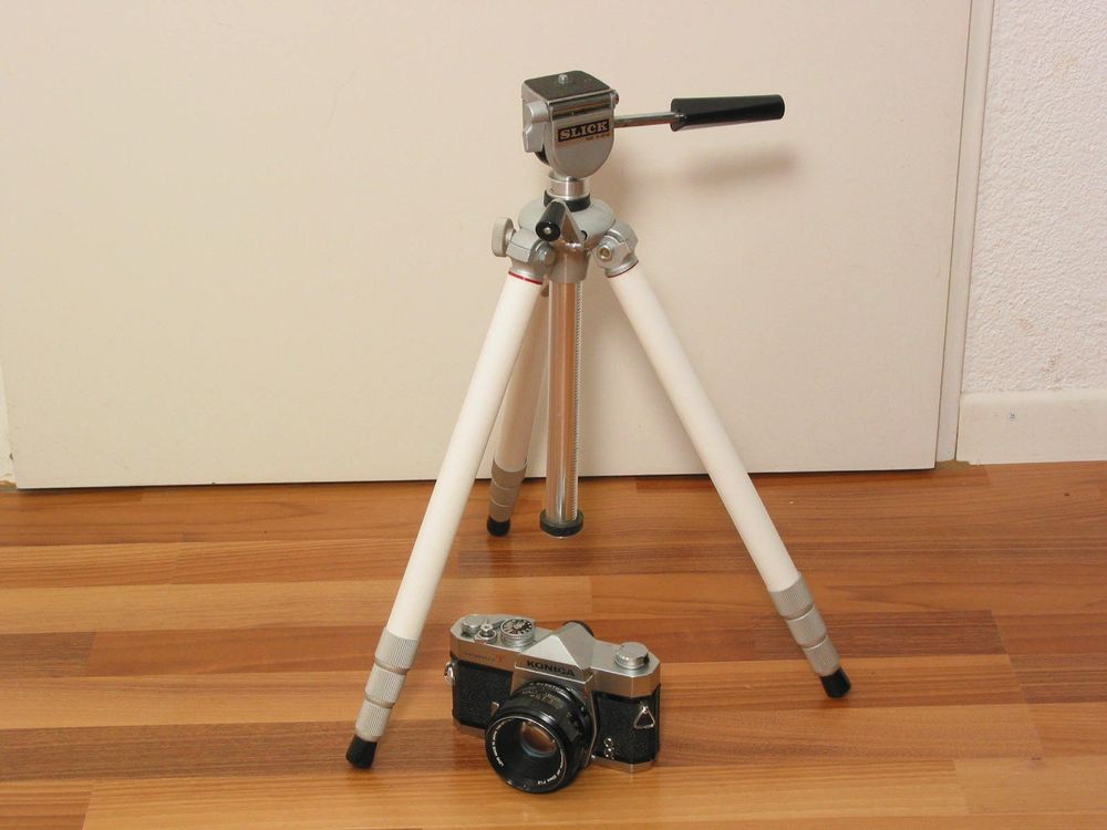 SLICK Japan Vintage Stativ Tripod wie Bilora + 3-Wege Neiger (Gebraucht ...