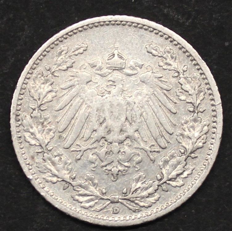 1906 Deutsches Reich, 1/2 Mark-Münze, Silber (Gebraucht) in Herznach ...