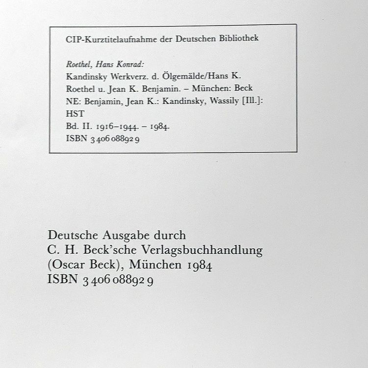 Kandinsky - Werkverzeichnis der Ölgemälde - 2 Bände (Gebraucht) in Luzern für CHF 174 – mit ...