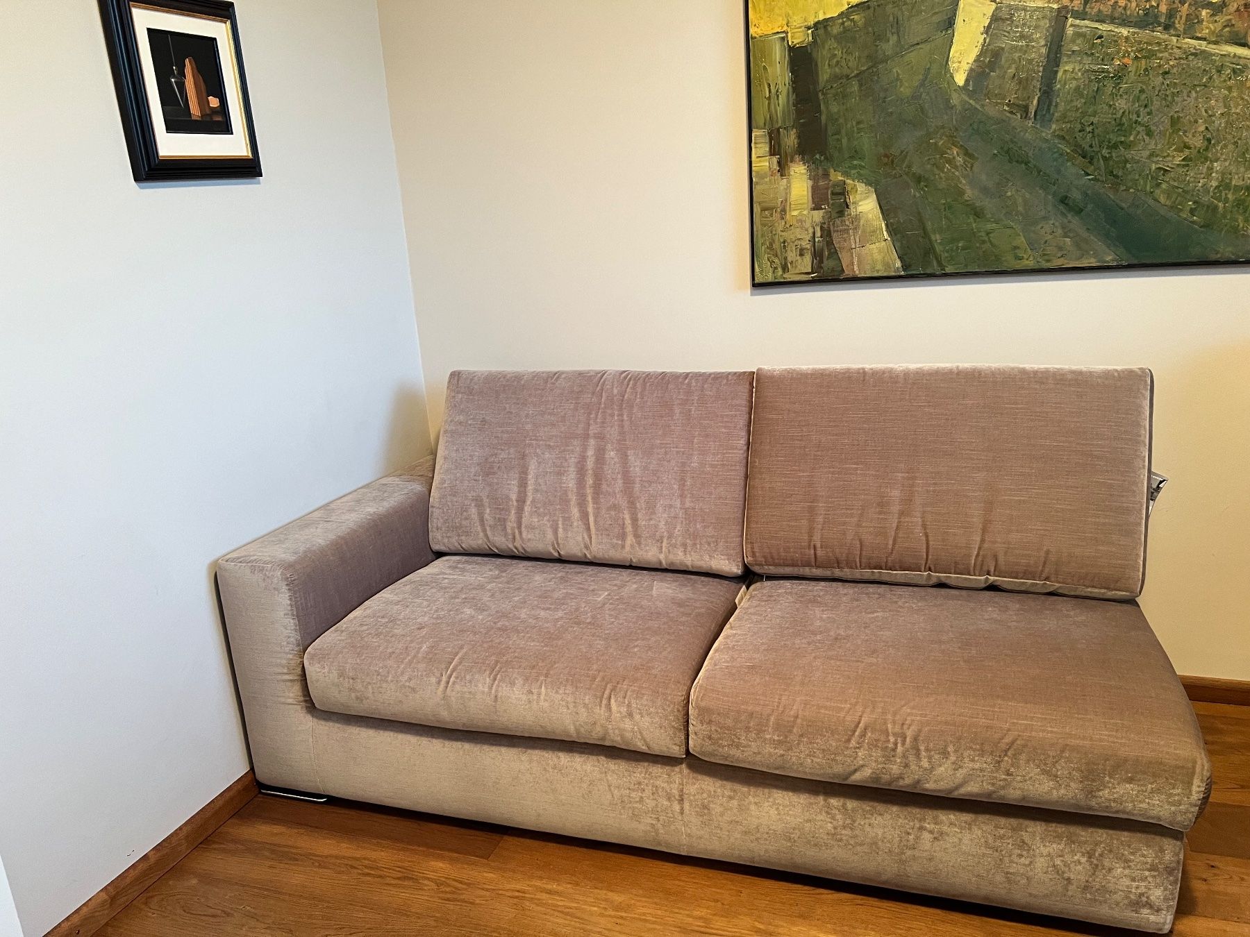 Canapé convertible beige velours 3 places, excellent état. (Neu (gemäss ...
