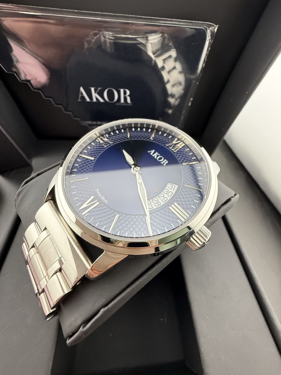 AKOR Watch Automatic Blue Crystal Swiss Made New Full Set (Neu und ...
