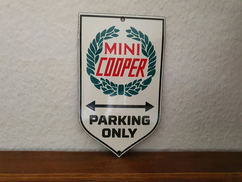 Emailschild Mini Cooper Parking Only Emaille Schild Reklame | Kaufen ...
