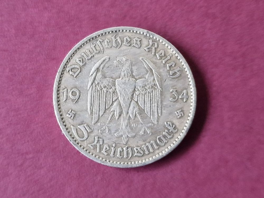Silbermünze 5 Reichsmark 1934 (G) (Gebraucht) in Zürich für CHF 10 – mit Lieferung auf Ricardo ...
