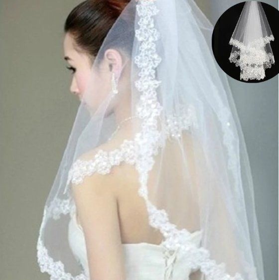 NEUER Schleier weiss mit weissen Pailetten 150cm - 220607 (Neu (gemäss ...