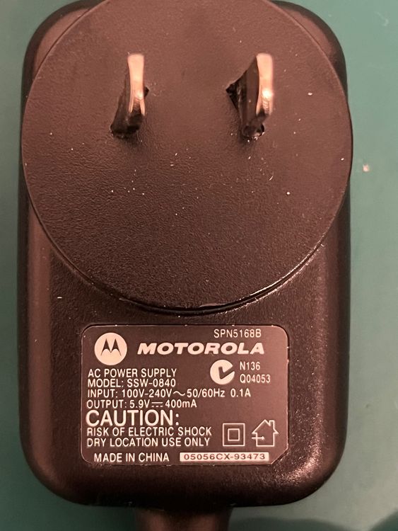 Motorola AC Power Supply US Plug SSW-0840 5.9VDC 400mA (Gebraucht) in ...